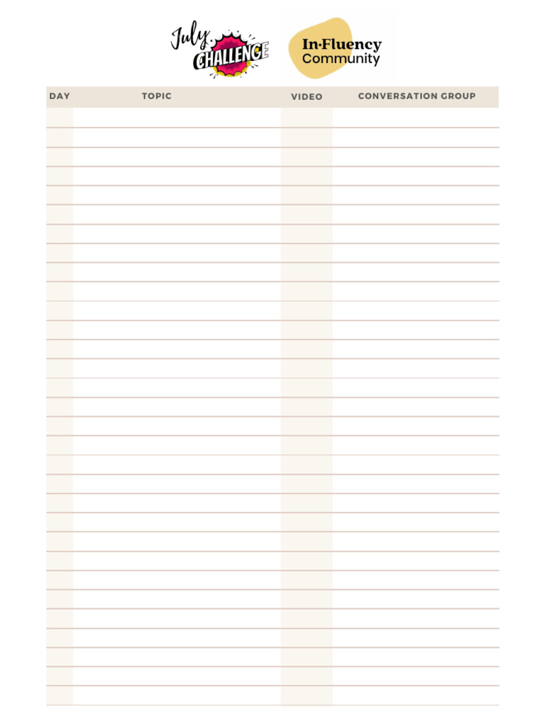 July Challenge Tracker | PDF