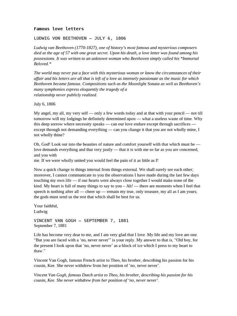 Famous Love Letters | PDF