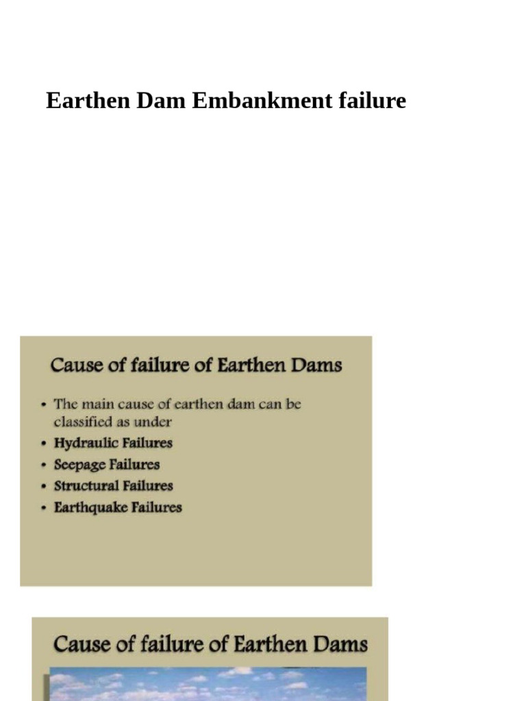 Earthen Dam Embankment Failure Analysis | PDF