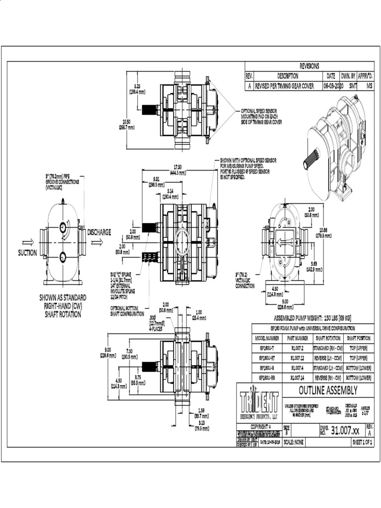 31.007.Xx, Rev. A Gp160u Universal Drive, Outline Drawing | PDF