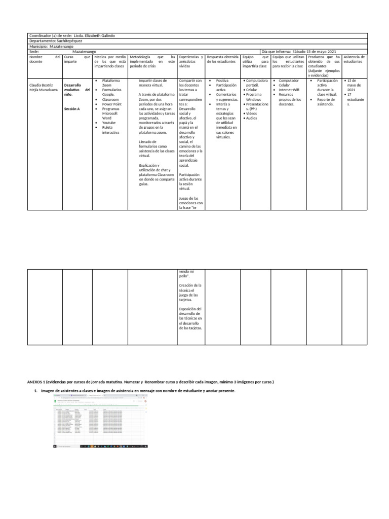 Matriz de Informe en Estado de Calamidad. Sesión.6. Mazatenango | PDF