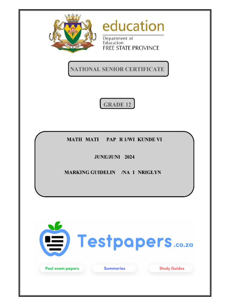 Mathematics-Maths-P1-MEMO-May-June-2024-Free-State | PDF