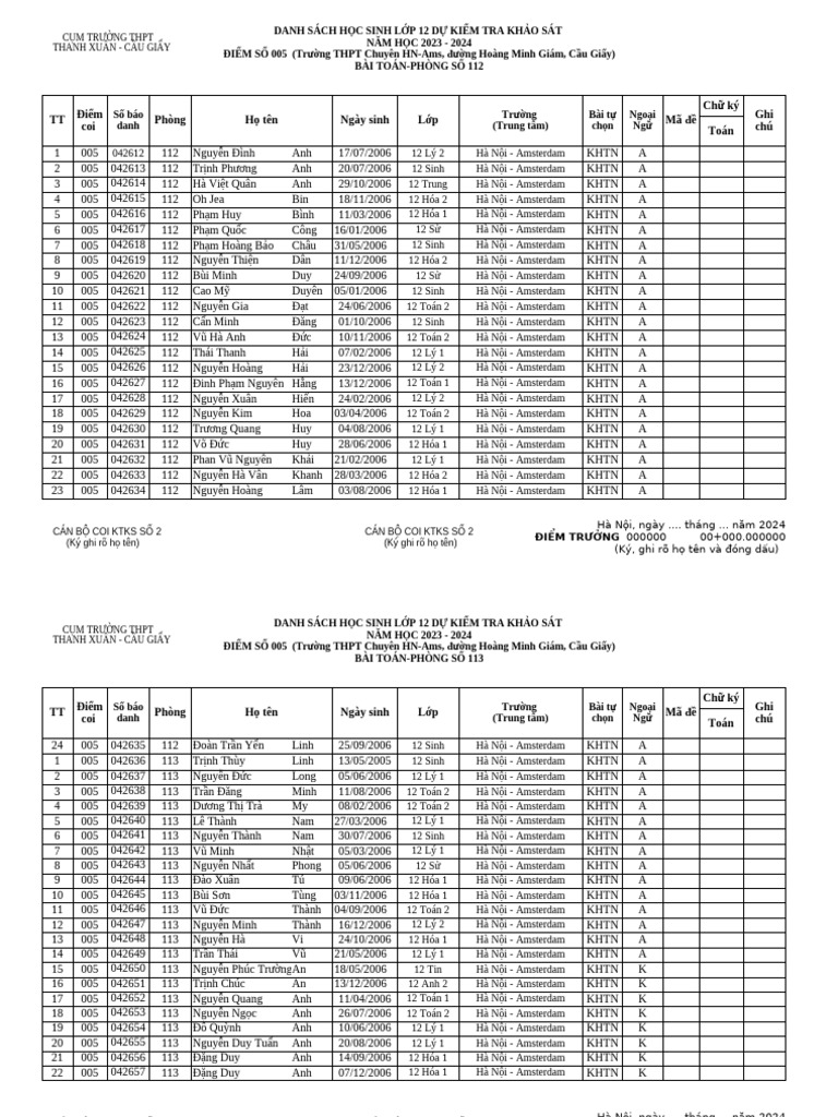 4.2CHIỀU - 05.4.2024 - TOÁN - DANH SÁCH KTKS | PDF