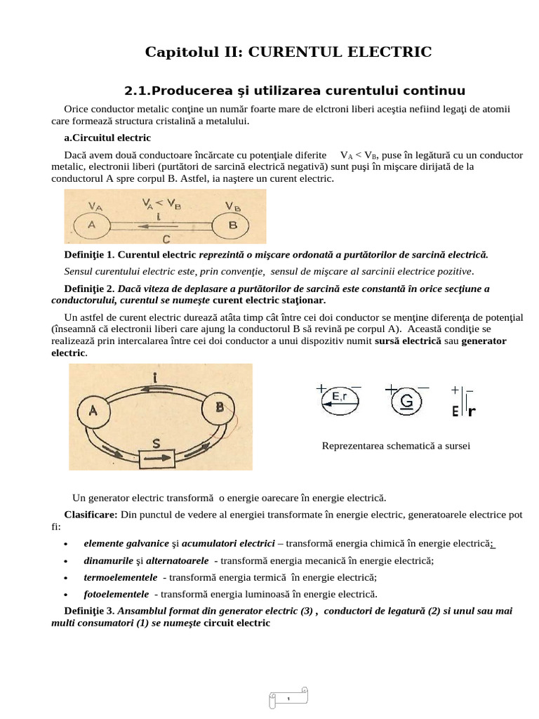 Curent Electric Teorie | PDF