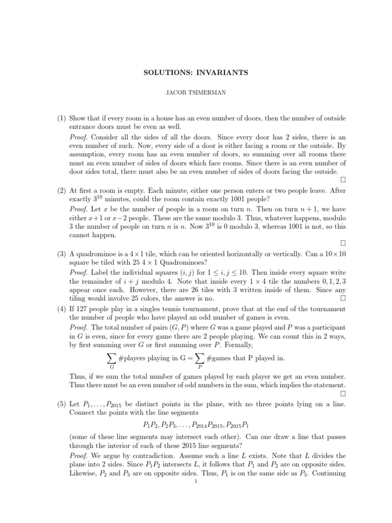 Invariants - solutions | PDF