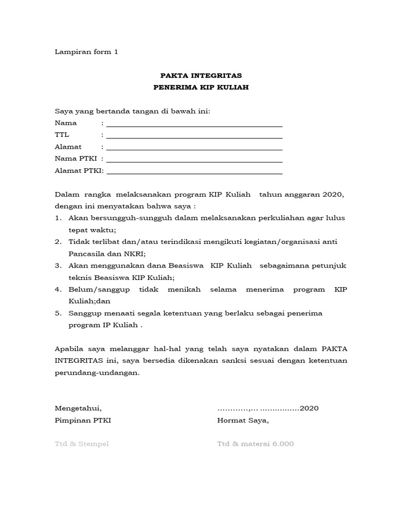 Lampiran KIP 1 | PDF