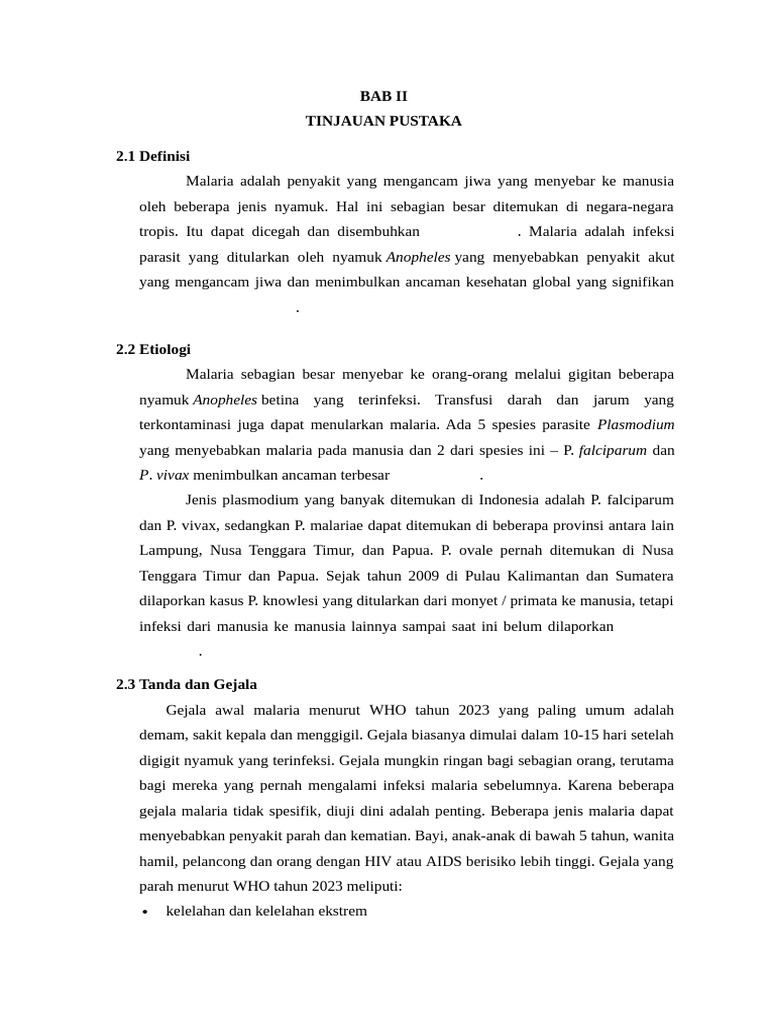 BAB II Malaria | PDF | Pengembangan Diri | Kesehatan Holistik