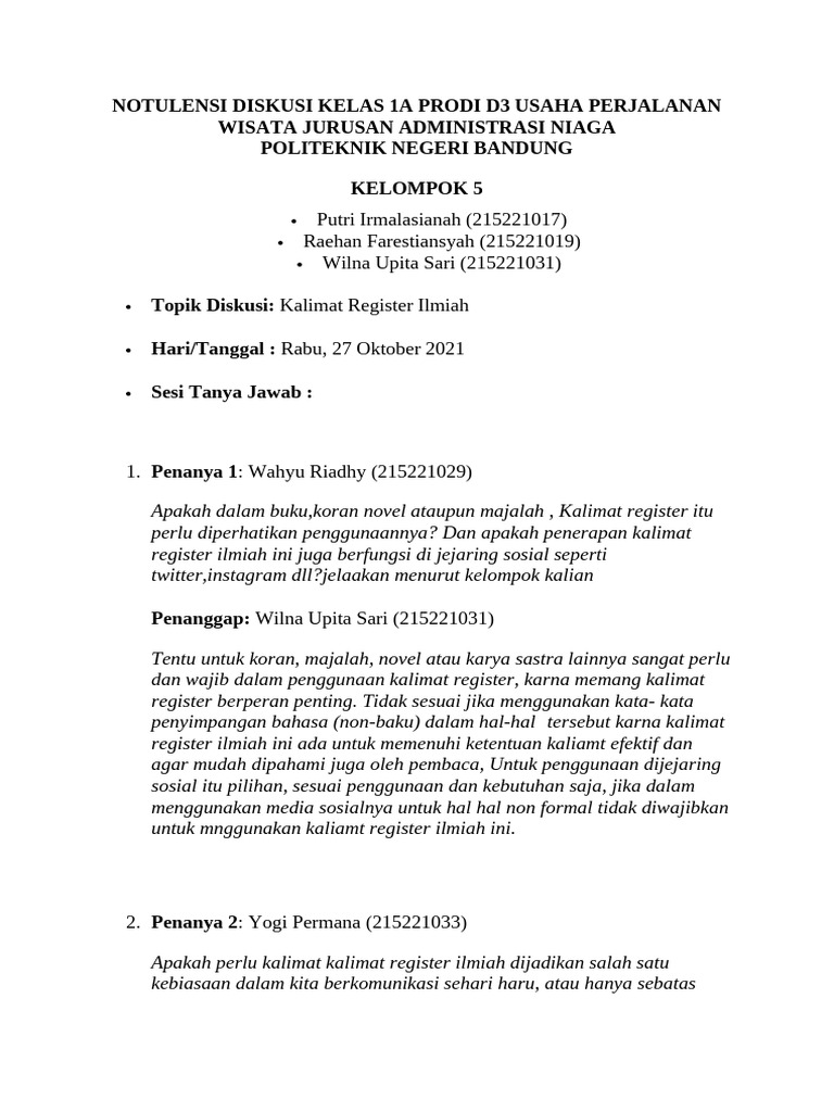 Contoh Notulensi | PDF | Sains & Matematika