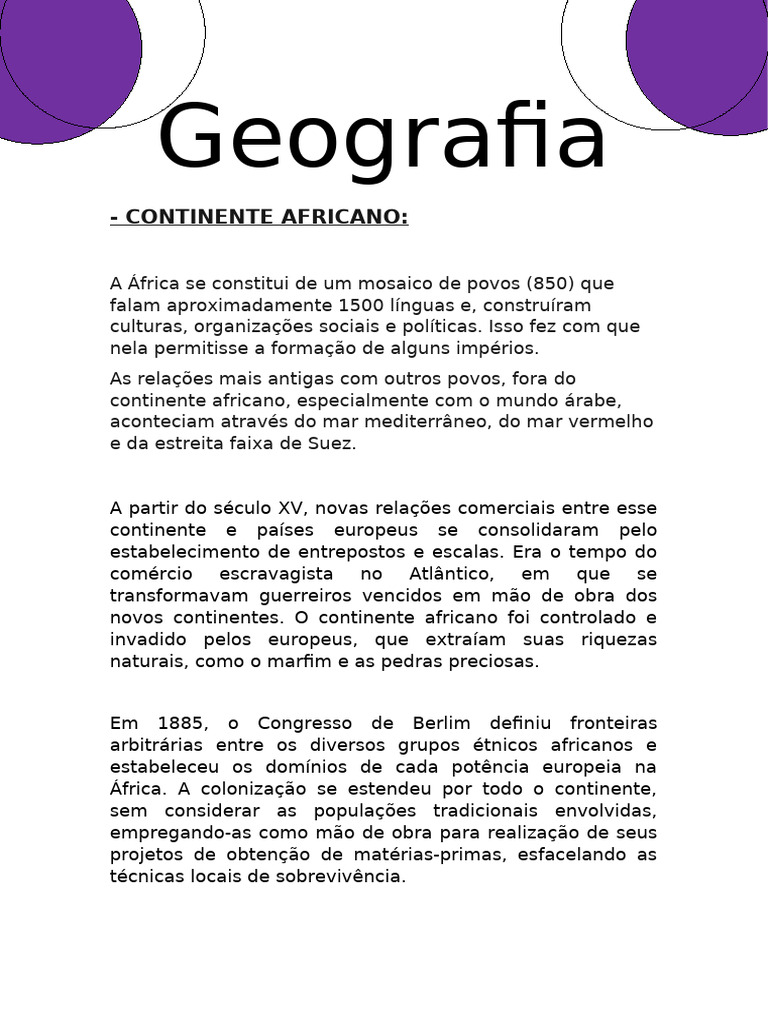 Geografia: - Continente Africano | PDF