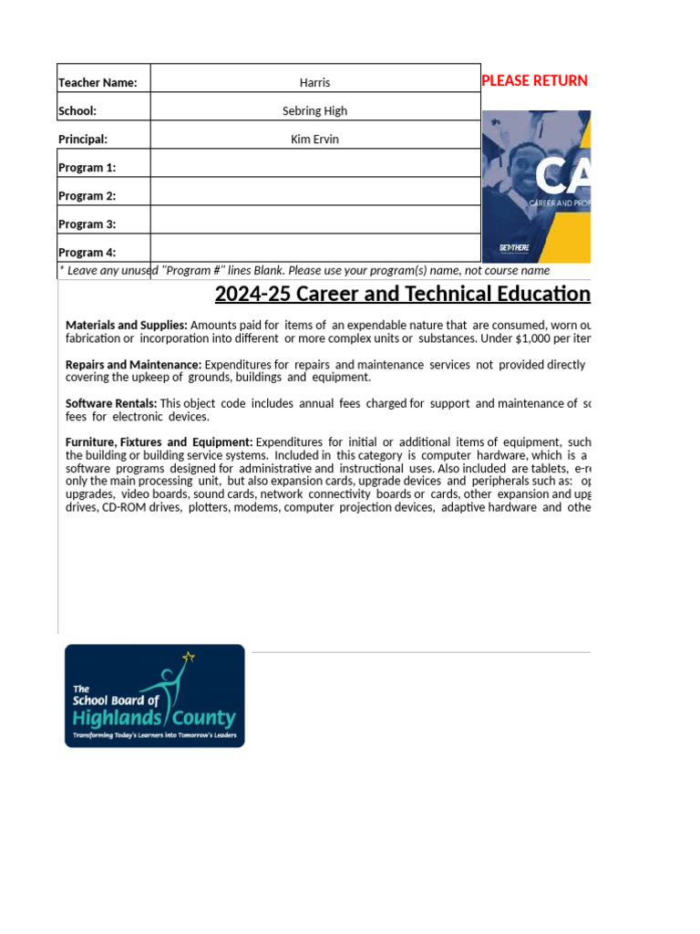 2024-25 SBHC CTE Funding Request Form | PDF
