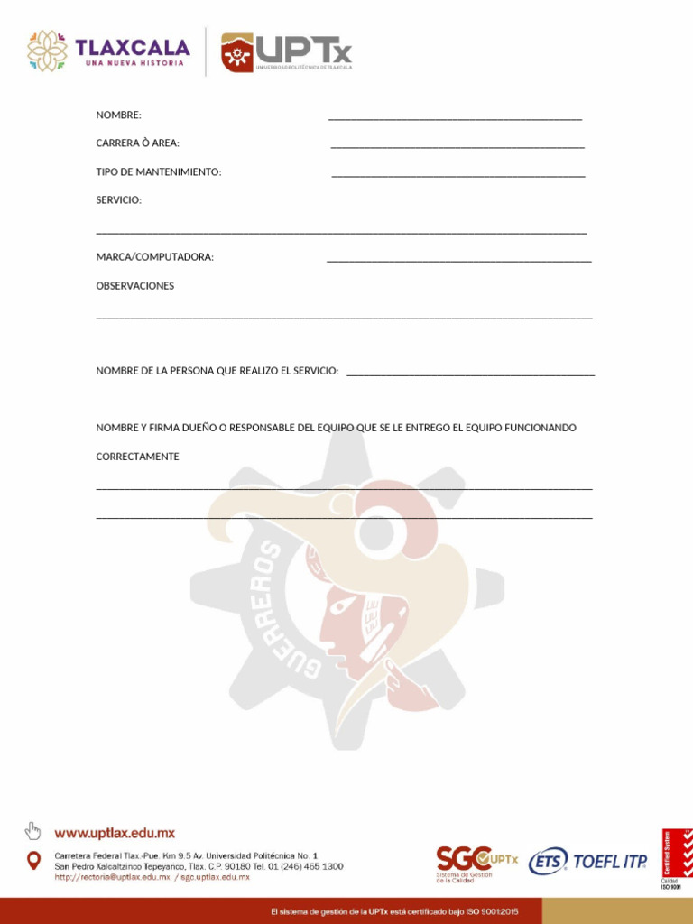 Hoja para Mantenimiento Proyec | PDF