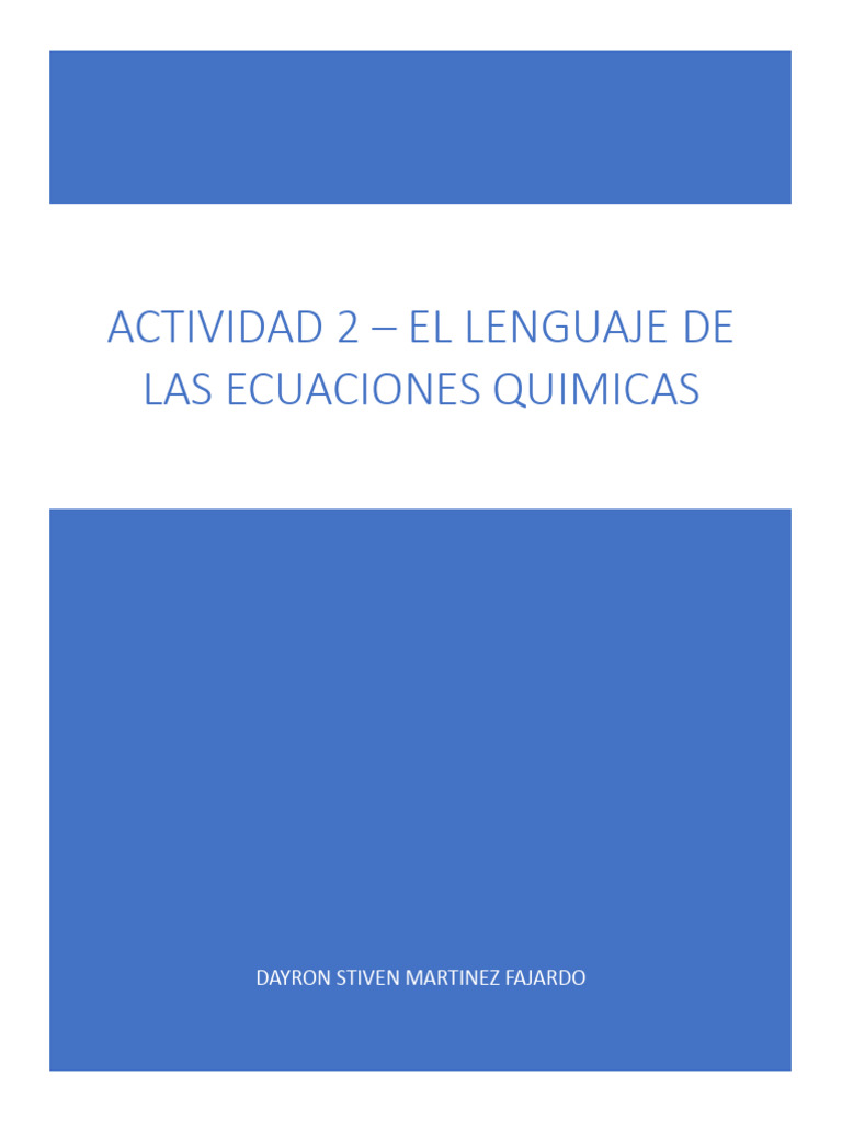 Actividad2-Lenguaje Ecuaciones Quimicas | PDF