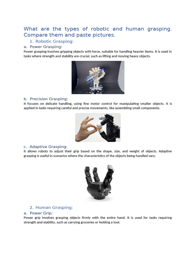 What Are The Types Of Robotic And Human Grasping Pdf Robotics Thumb