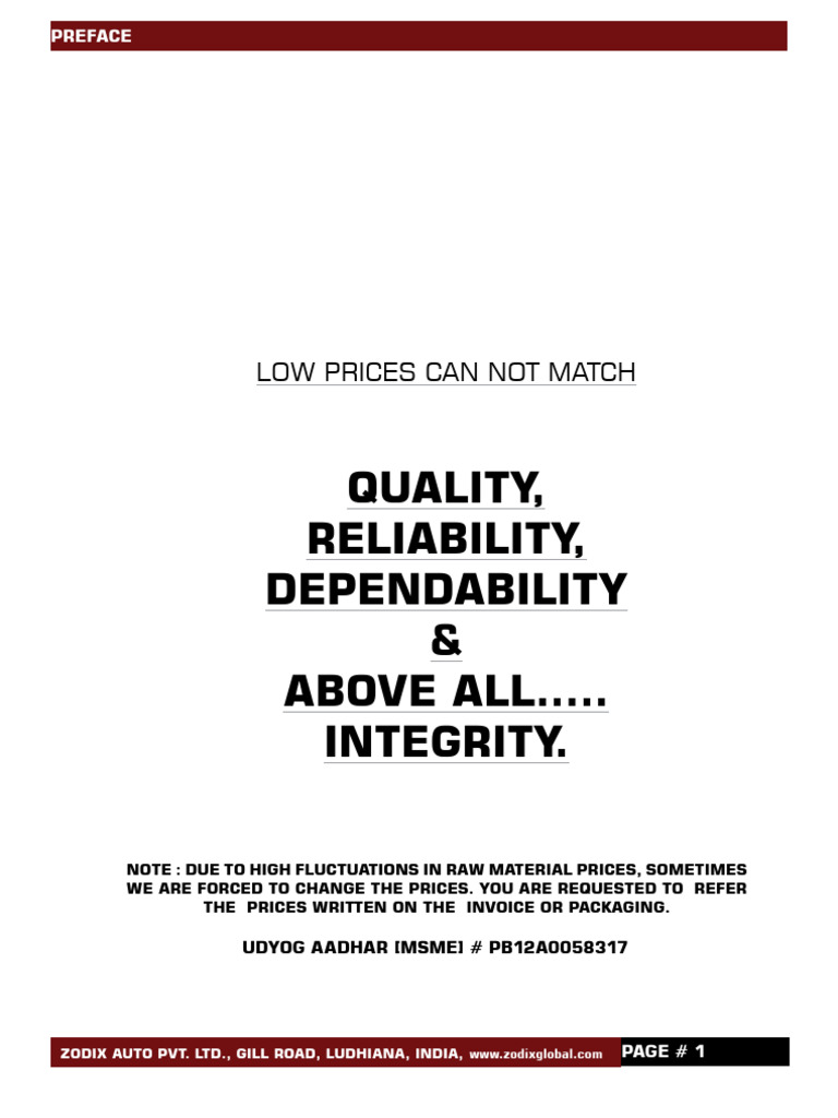 Quality, Reliability, Dependability & ABOVE ALL..... Integrity | PDF