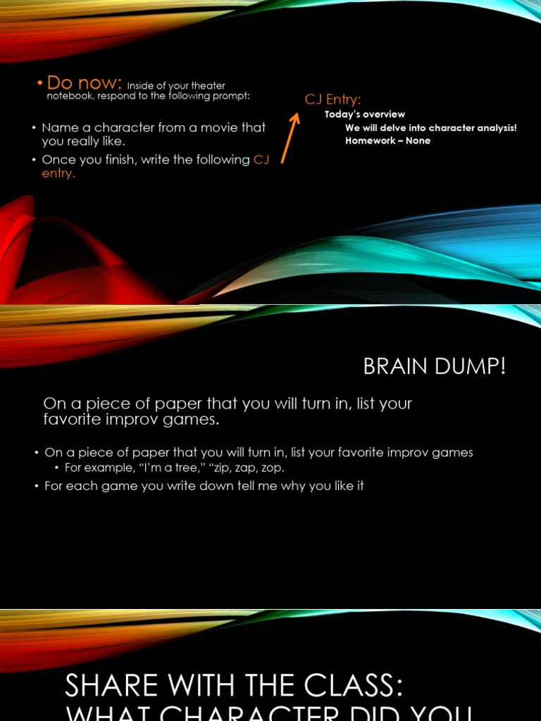 Character Analysis - Theater Teacher Substitute Plan | PDF | Language ...