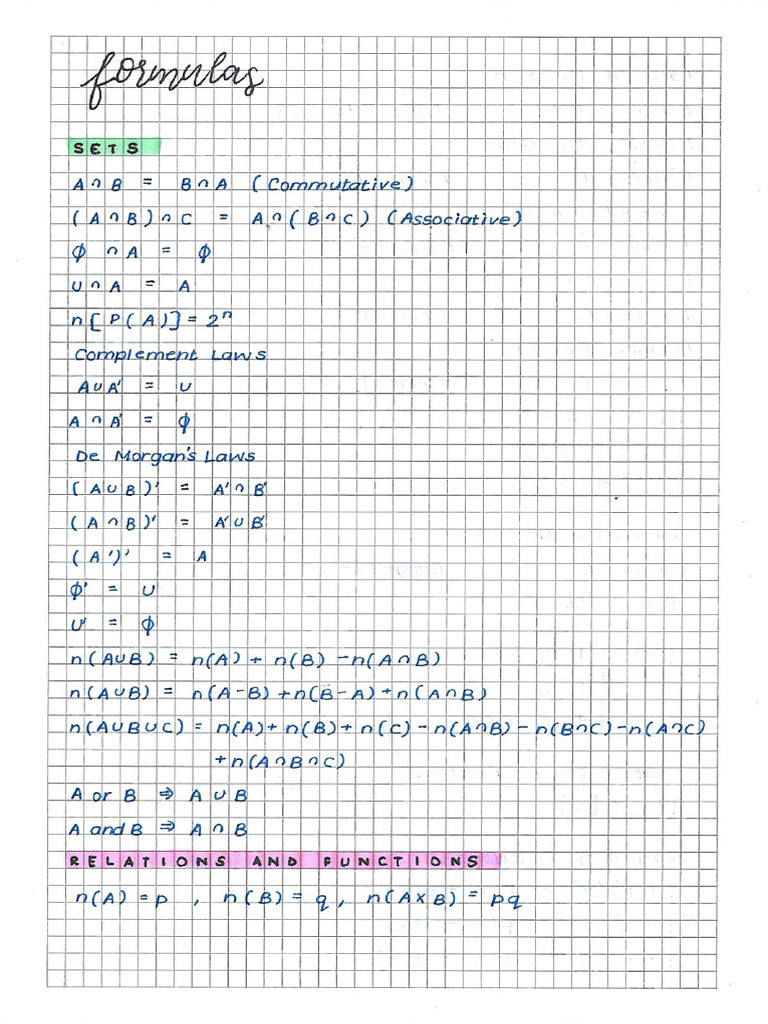 Formula Sheet - Maths (1) | PDF