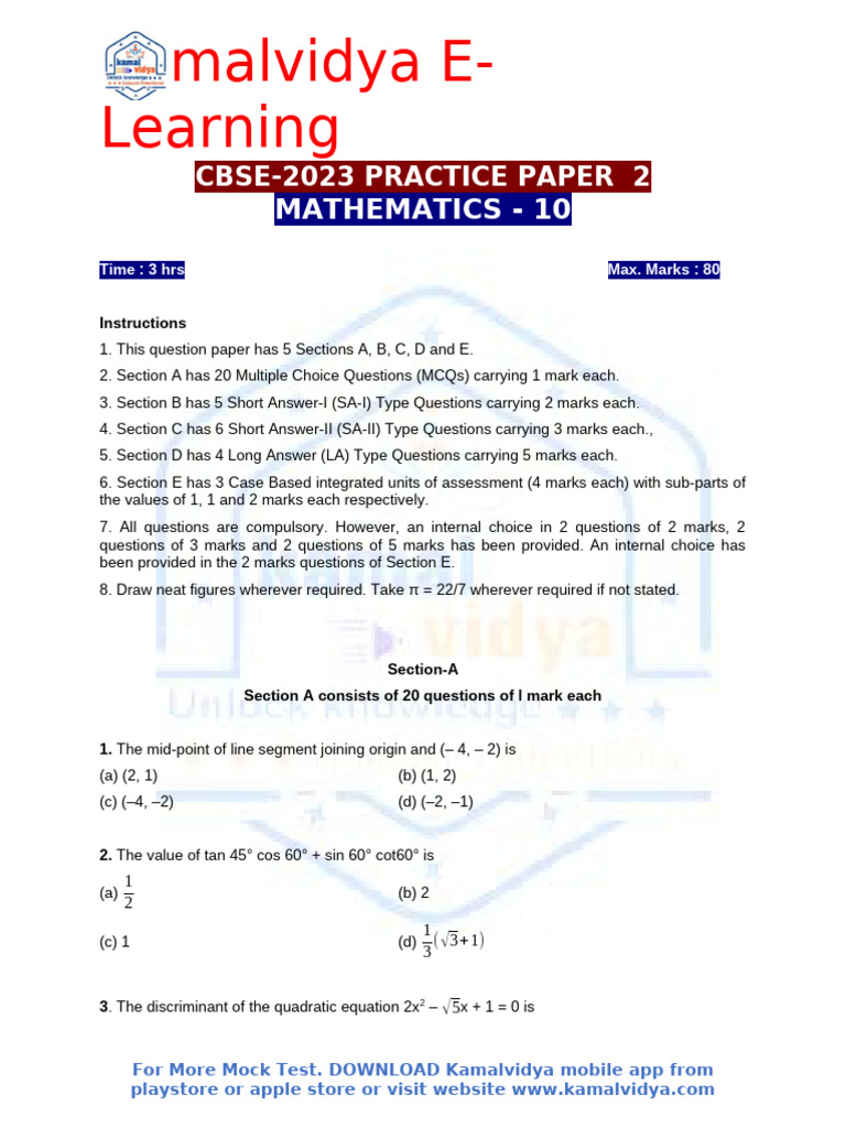 Math Grade X PP2 | PDF