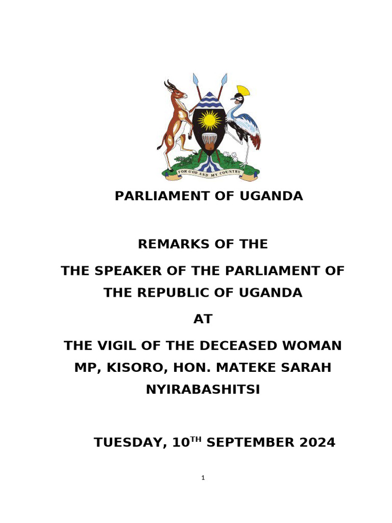 Remarks - at The Vigil - Sarah Mateke | PDF | Religion & Spirituality