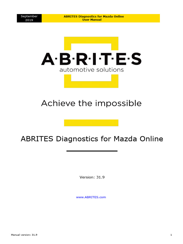 Abrites Diagnostics For Mazda Online User Manual | PDF