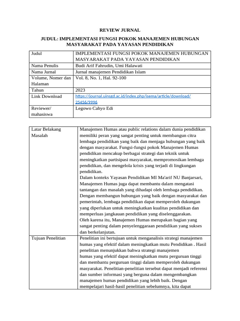 Template Review Jurnal | PDF