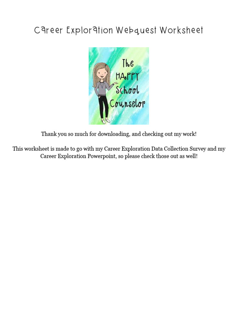 Career Exploration Webquest Worksheet | PDF