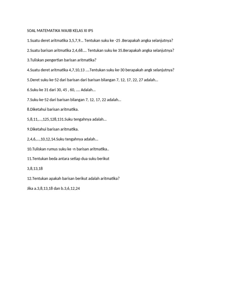 Soal MM Wajib Xi Ips-Wps Office | PDF