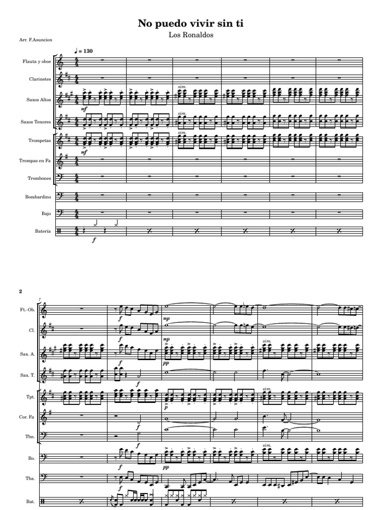 No Puedo Vivir Sin Tí - Charanga-Partitura - y - Partes | PDF