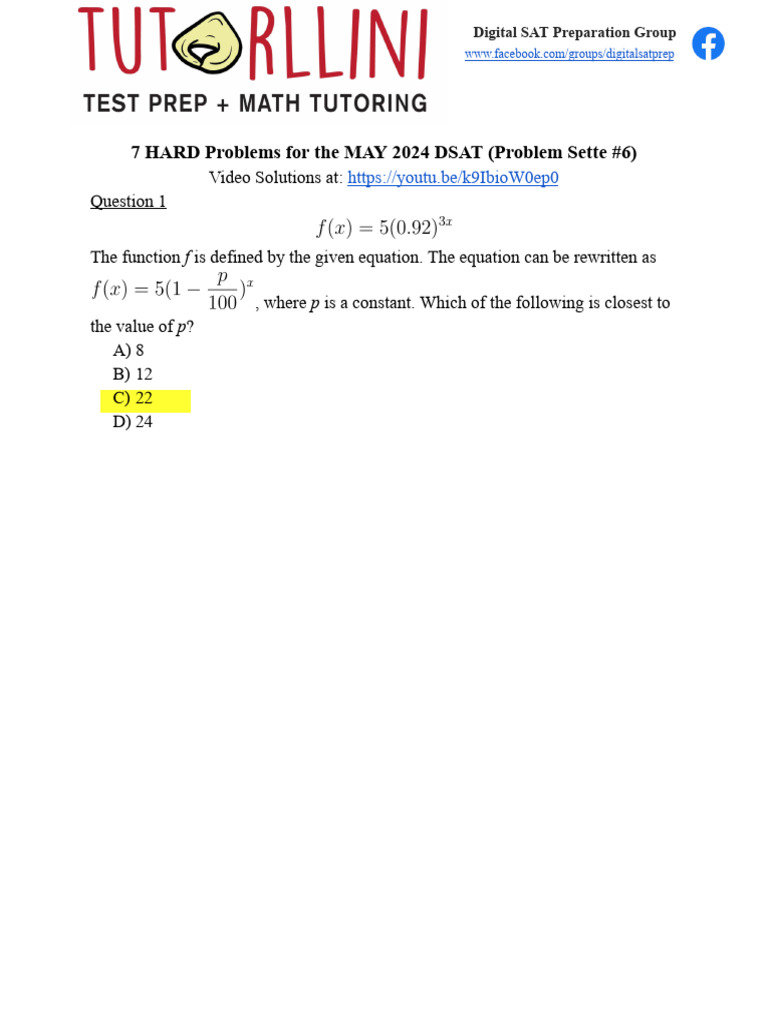 Problem Sette #6 MAY 2024 DSAT (1) | PDF