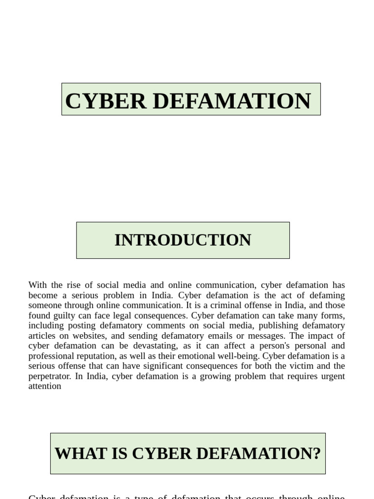 Cyber Defamation | PDF