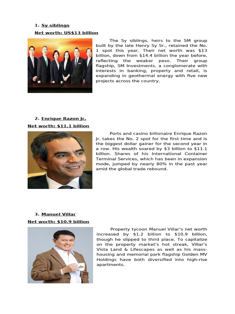 Top 10 and Top 5 b Tycoons Tbp | PDF