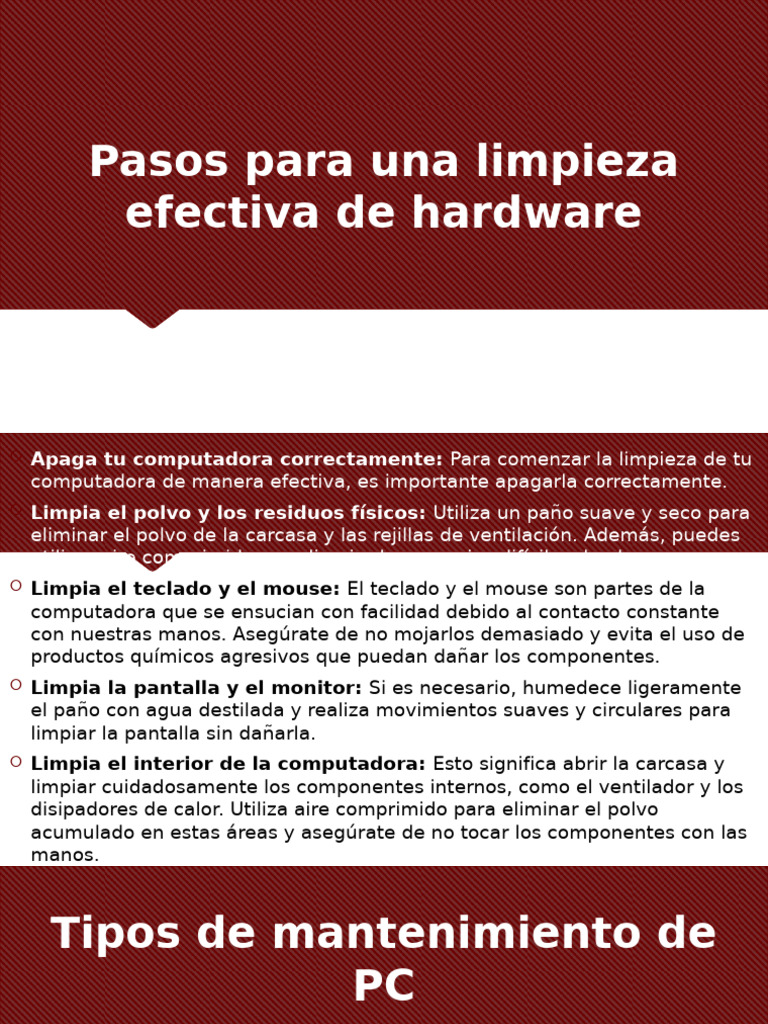 Pasos para Una Limpieza Efectiva de Hardware | PDF