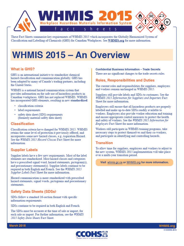 WHMIS 2015: Key Requirements Overview | PDF | Safety | Business