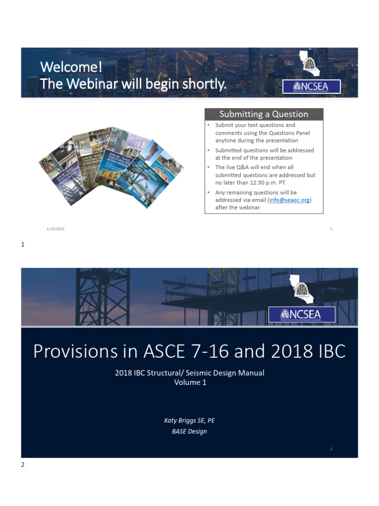 Webinar - ASCE 7-16 IBC 2018 and The New Seismic Design Manual | PDF