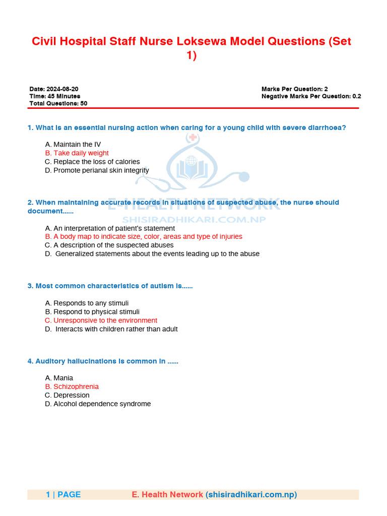 Nursing Exam Prep: Model Questions | PDF | Childbirth | Vagina
