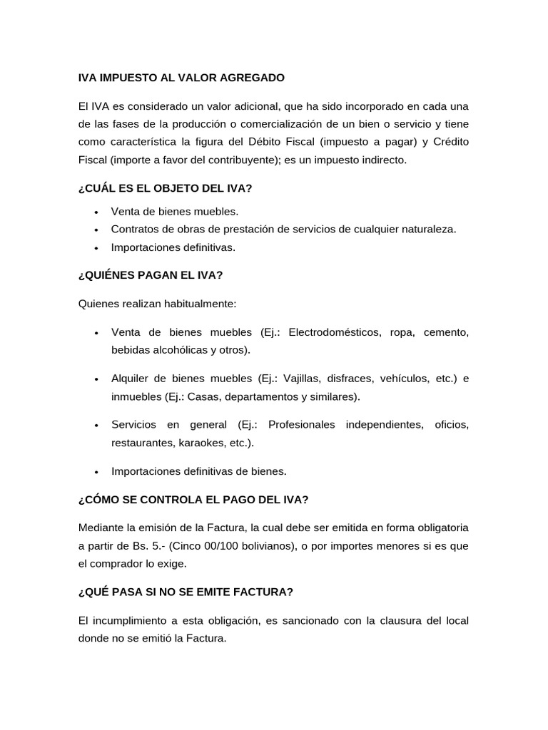 Iva Impuesto Al Valor Agregado | PDF | Impuesto al valor agregado ...