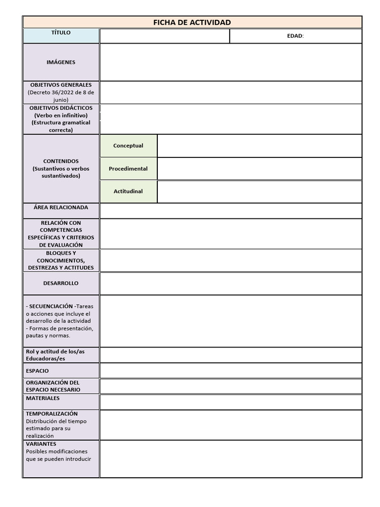Ficha Actividad Vacía | PDF