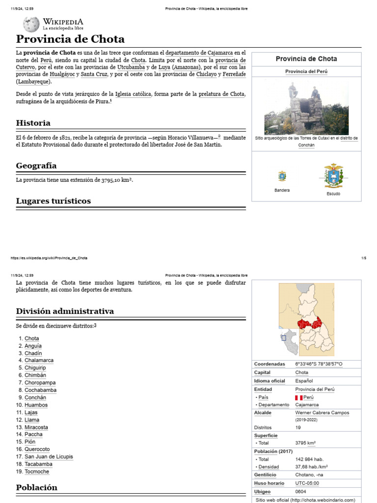 Provincia de Chota | PDF | Perú