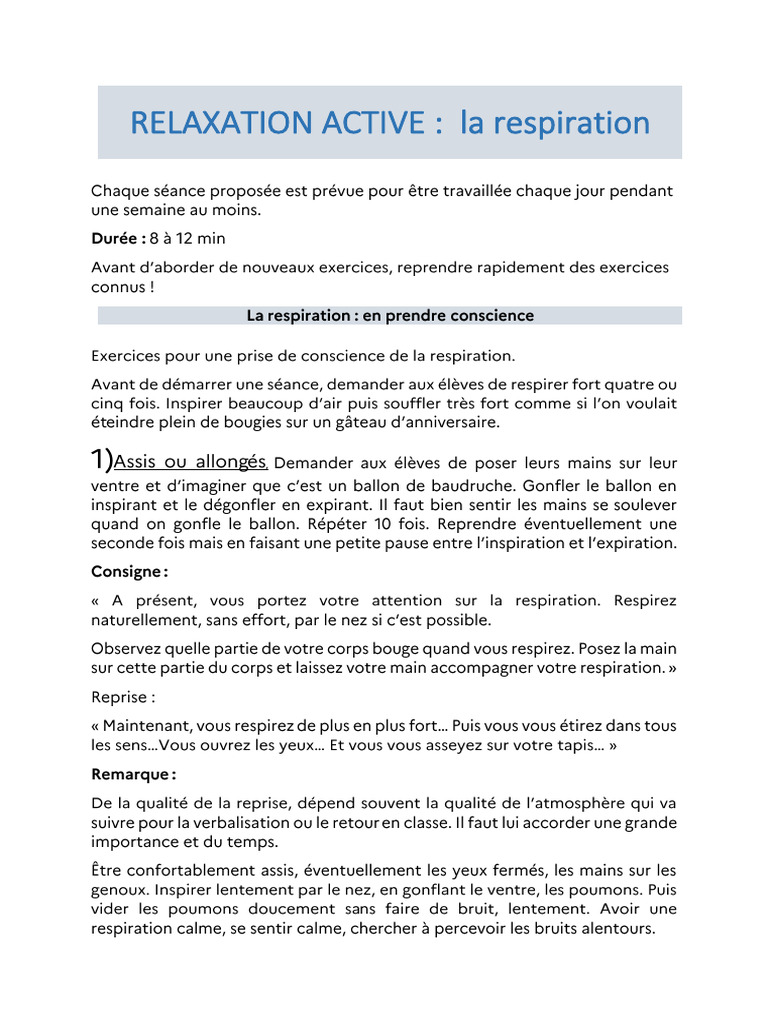Relaxation Active - Respiration | PDF