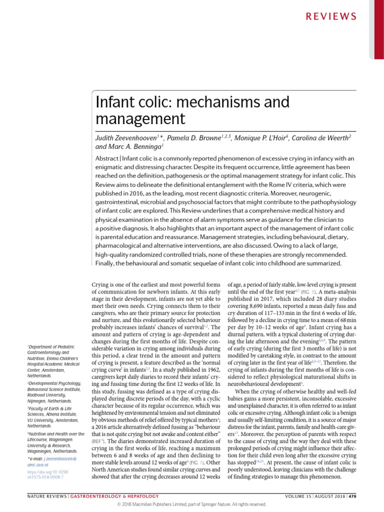 Infant Colic Mechanisms and | PDF