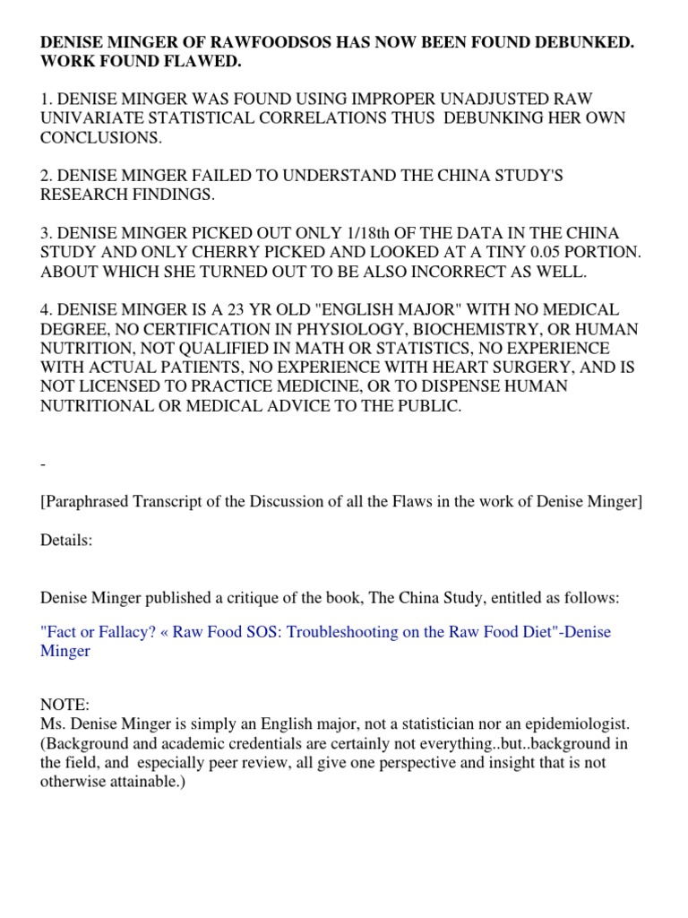 It's Official - Denise Minger Now Exposed As DEBUNKED - The China Study ...