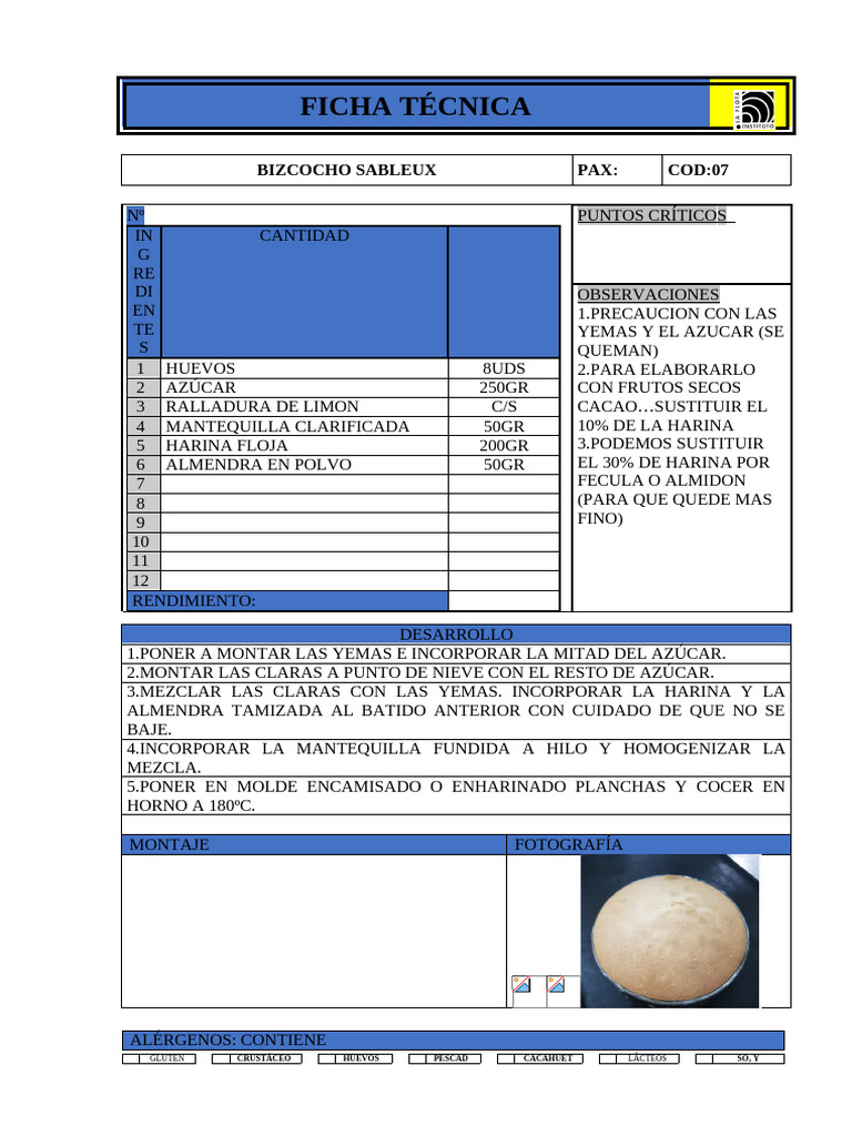 Bizcocho Sableux | PDF