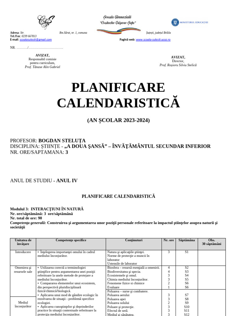 planificare_calendaristica_a_doua_sansa_CHIMIE | PDF