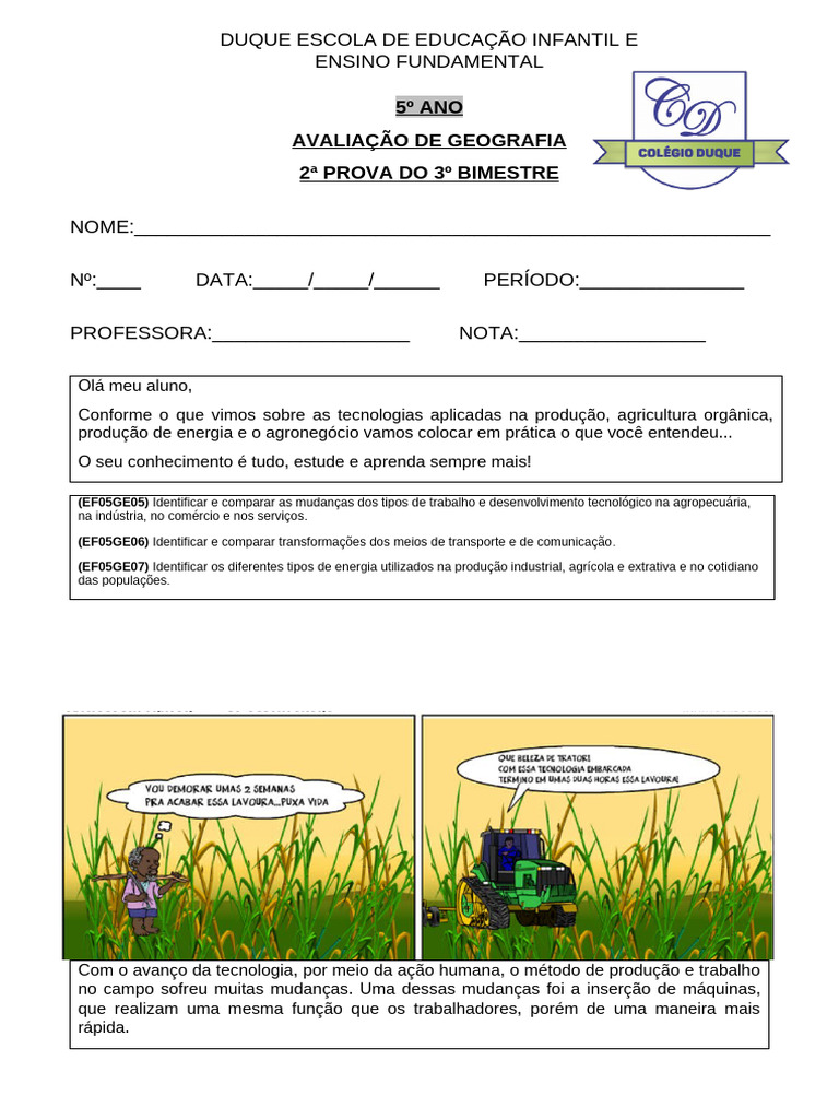 2 Prova 5º Ano 3º B Geo Ok | PDF