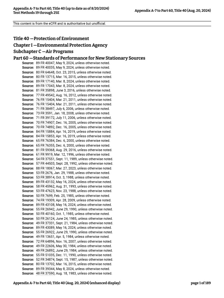Appendix A-7 To Part 60 - Title 40 (Up To Date As of 8-20-2024) | PDF
