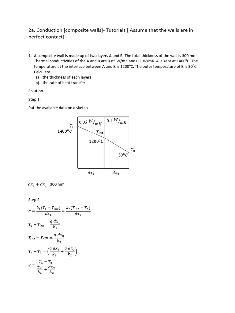 2a. Conduction - Composite Walls - Tutorials | PDF