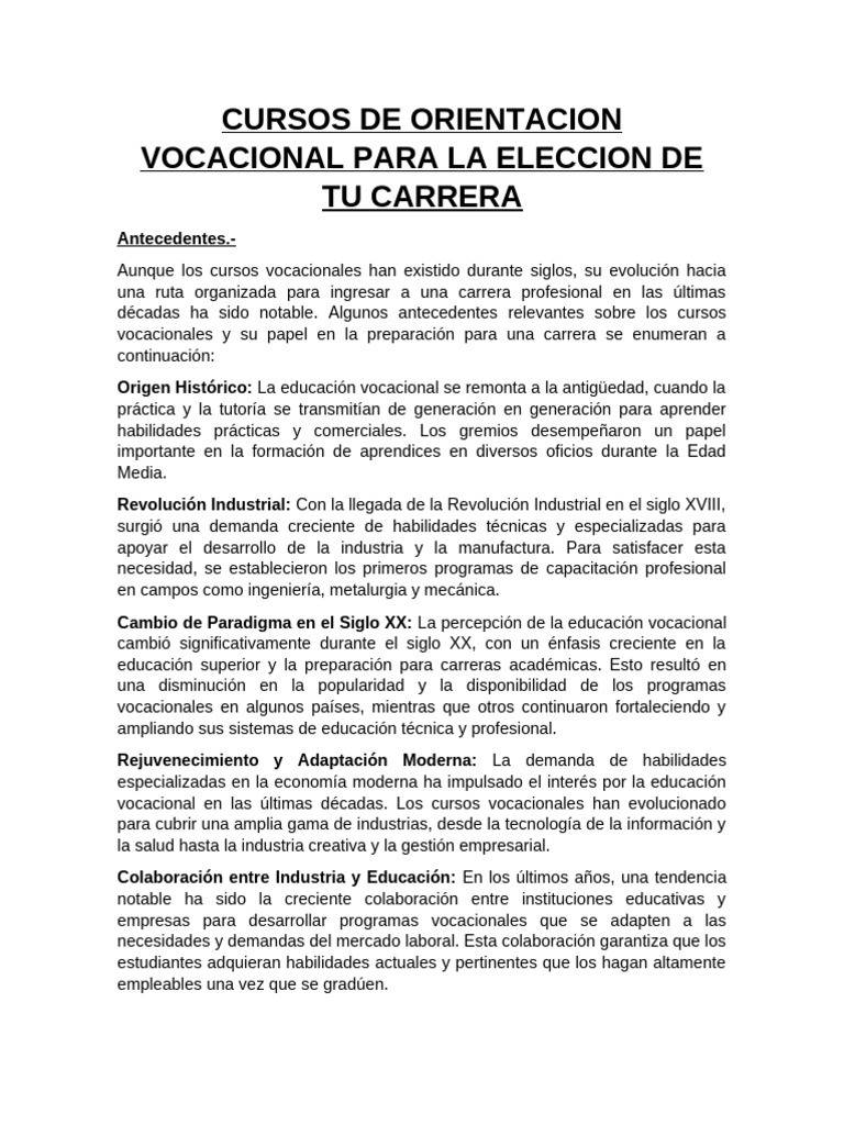 Cursos de Orientacion Vocacional | PDF