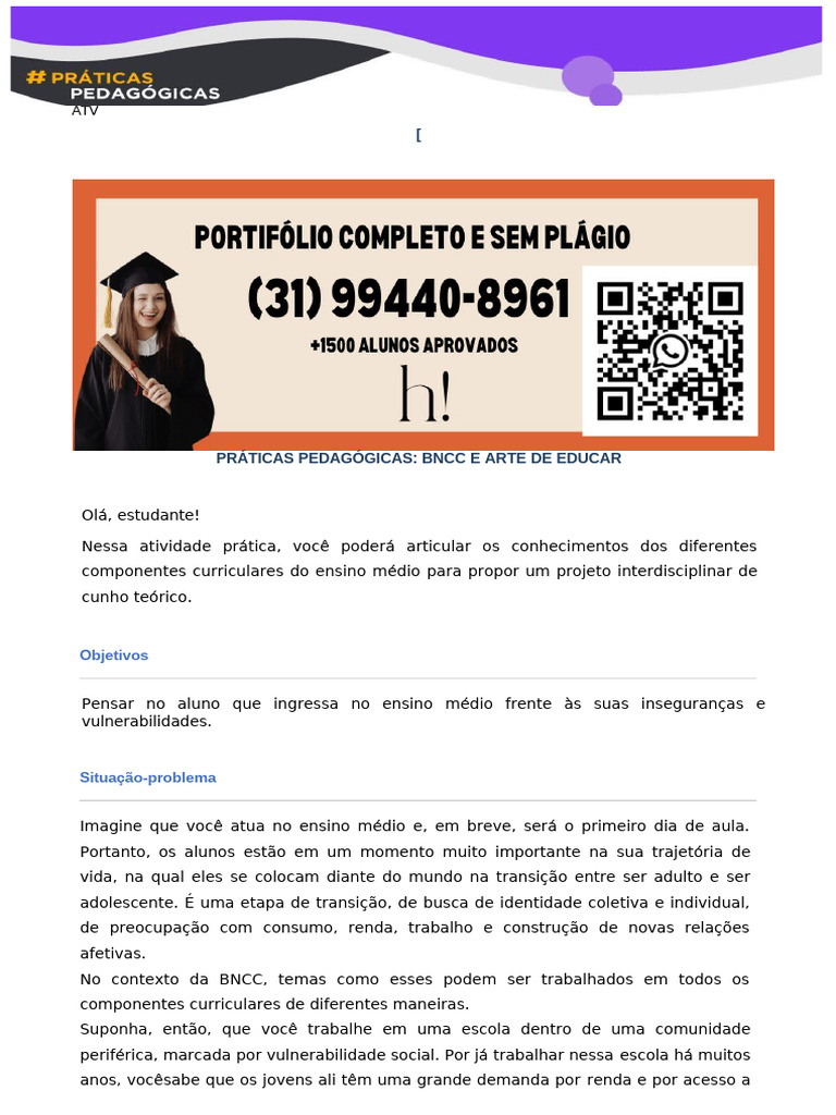 RESOLVIDO-Práticas Pedagógicas BNCC e Arte de Educar | PDF