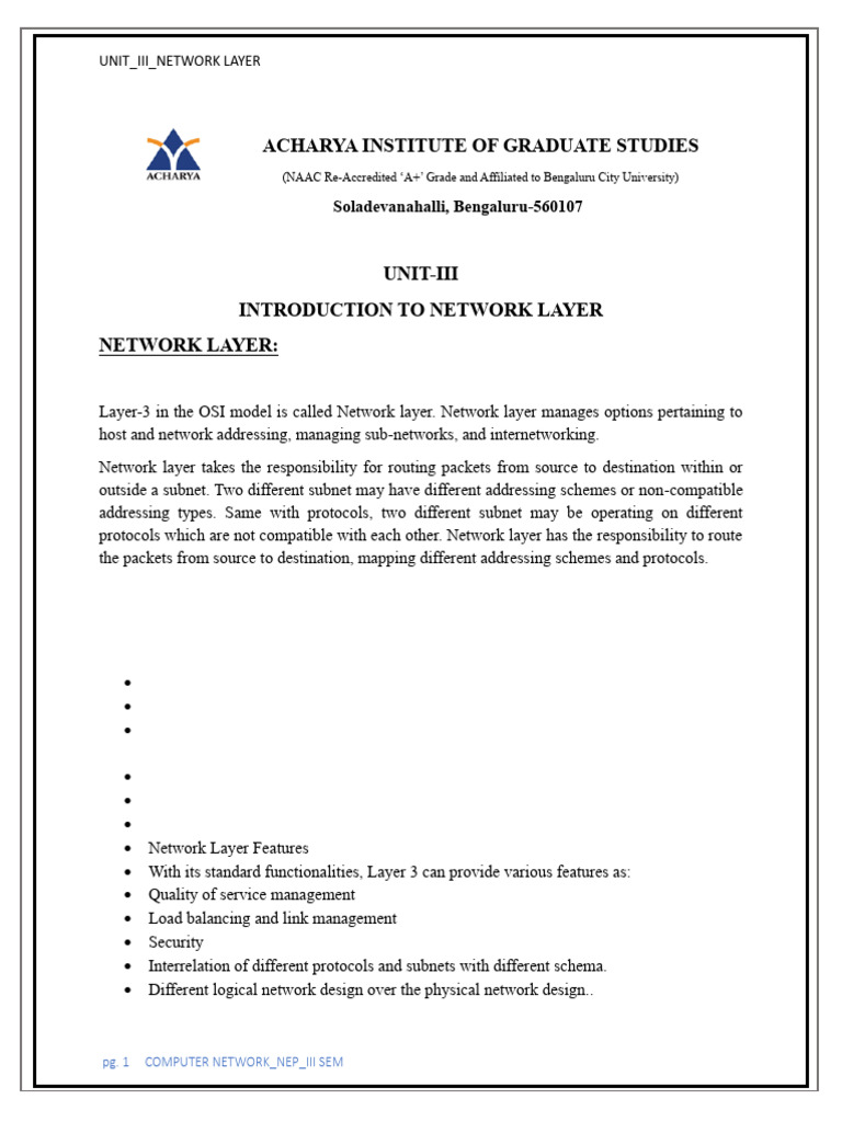 Unit-3 Network Layer | PDF