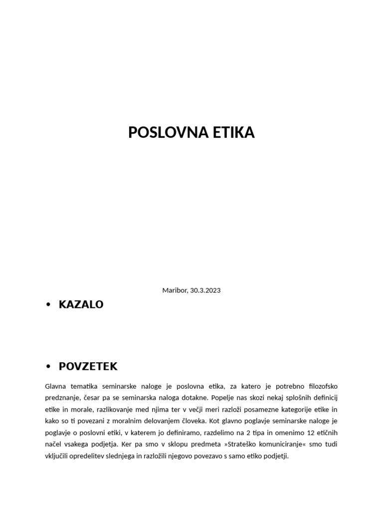 Poslovna Etika | PDF