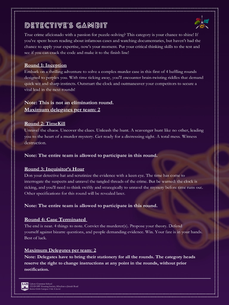 Detective's Gambit - Study Guide | PDF